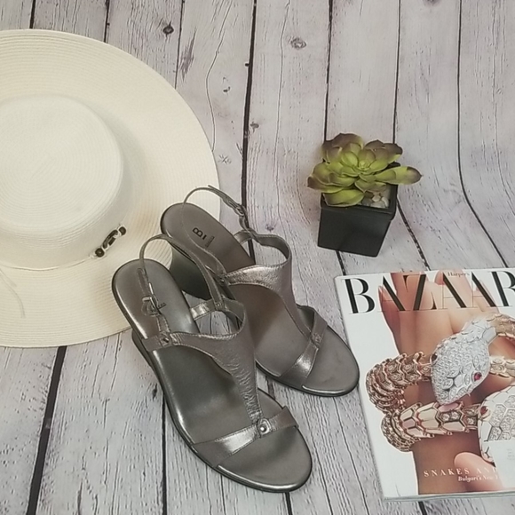 Bakers | Shoes | Bakers Silver Wedge Heels Sandals | Poshmark